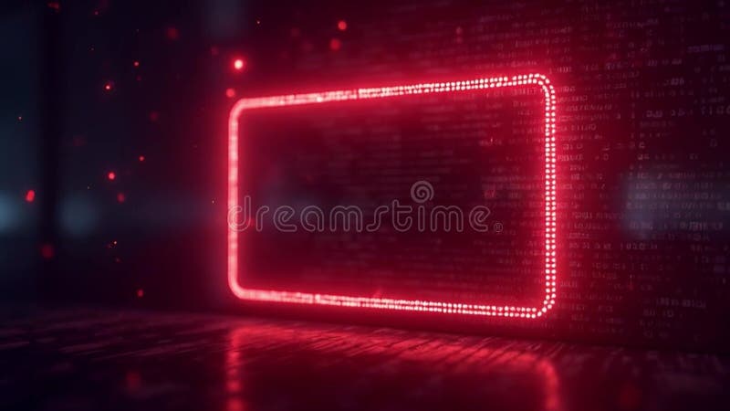 Futuristic Red Neon Frame on Digital Code Background Video Loop Stock ...