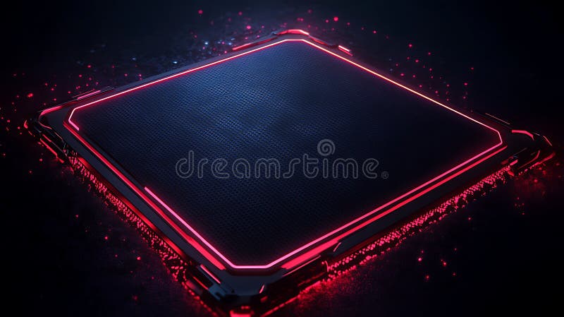 Futuristic Red Neon Glowing Square Tech Panel Stock Photo - Image of graphic, tech: 364451334