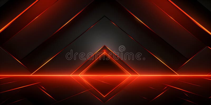 Futuristic Red Neon Triangle Abstract Background with Glowing Lines ...