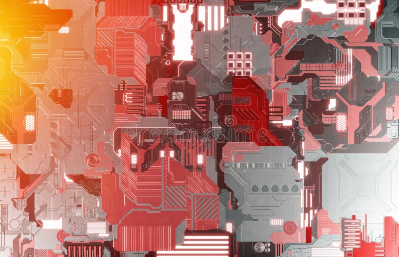 Futuristic Red and Orange Tech Panel Background with Lots of Details ...