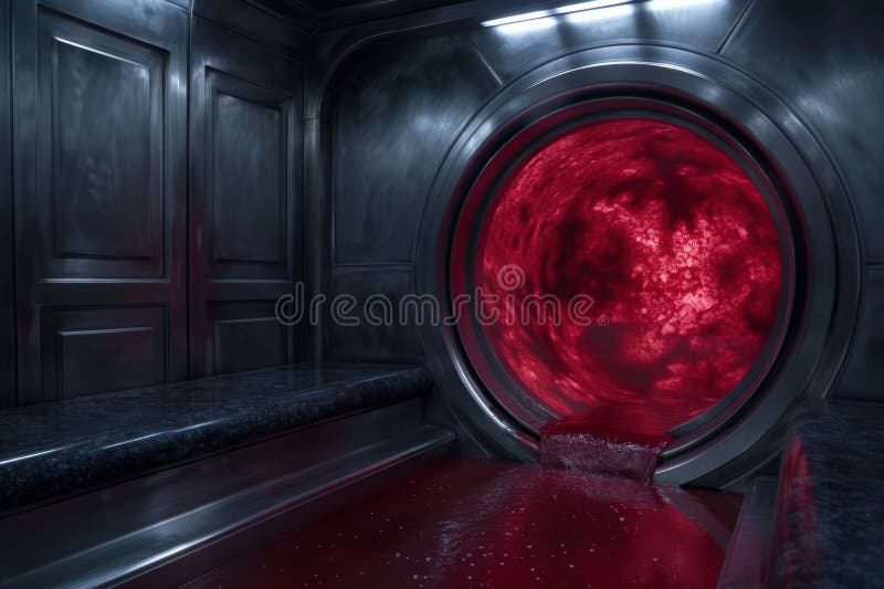 Futuristic Red Portal in Dark Sci-fi Environment Stock Illustration ...