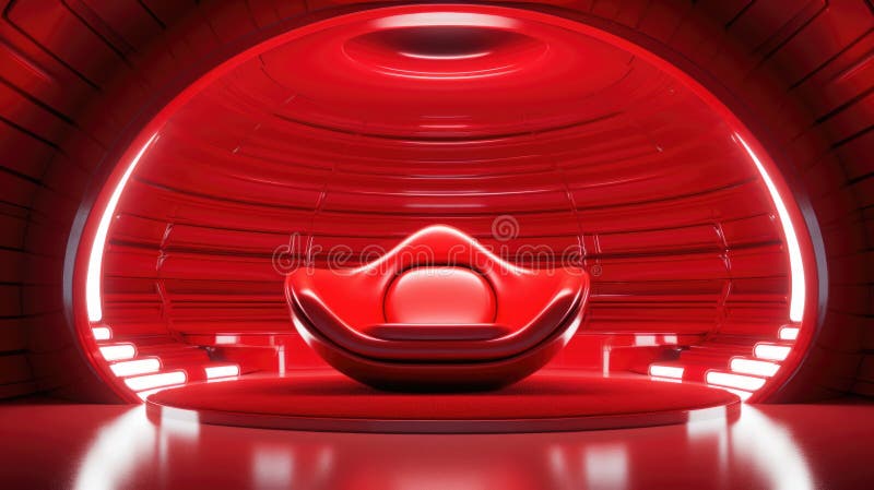 Futuristic Red Room Background, Abstract Illustration Stock ...