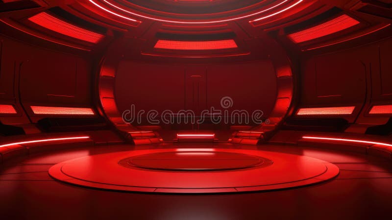 Futuristic Red Room Background, Abstract Illustration Stock ...