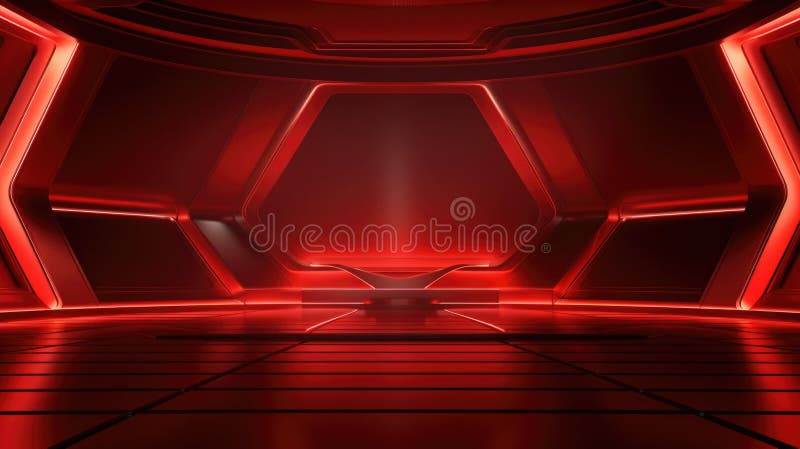 Futuristic Red Room Background, Abstract Illustration Stock ...