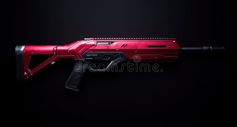Futuristic Red Sci-fi Weapon on Dark Background Stock Illustration ...