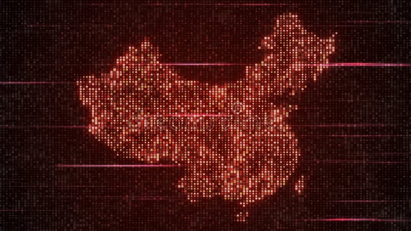 Futuristic Red Shinny Digital Hud Square Elements Mosaic Grid Map of ...