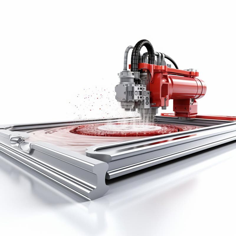 Futuristic Red and Silver Robotic Arm on White Background Stock ...