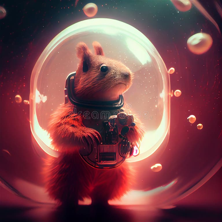 Futuristic Red Squirrel in a Space Suit Stock Illustration ...