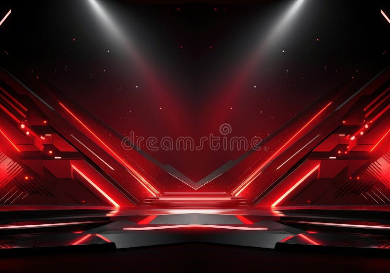 Futuristic Red Stage Design Dynamic Lighting Geometric Patterns Stock ...