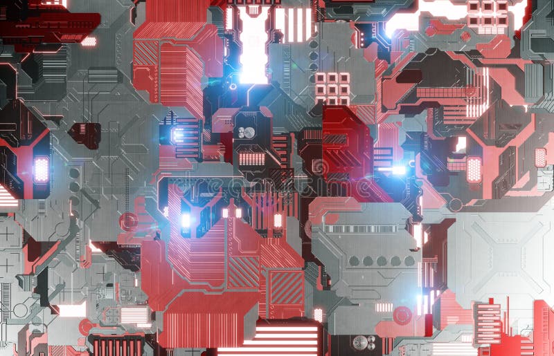 Futuristic Red and Steel Tech Panel Background with Lots of Details ...