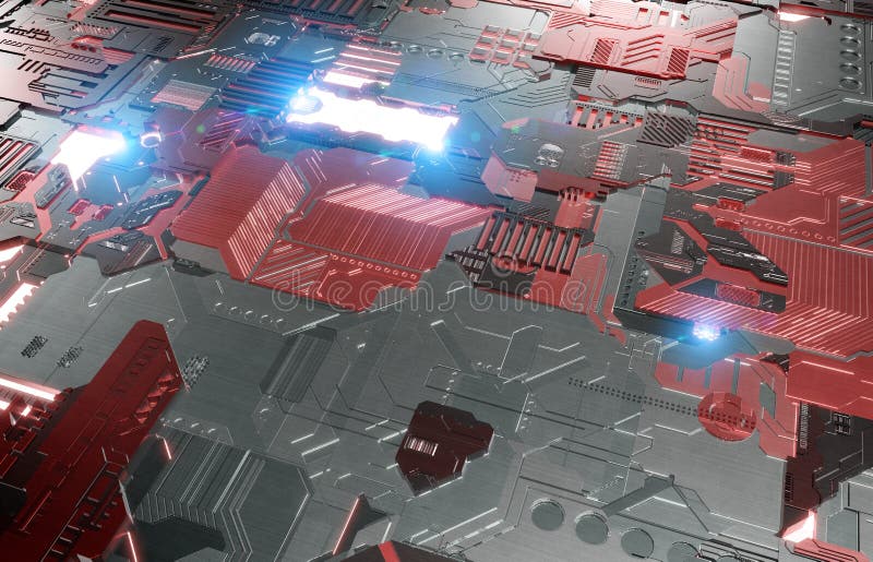 Futuristic Red and Steel Tech Panel Background with Lots of Details ...