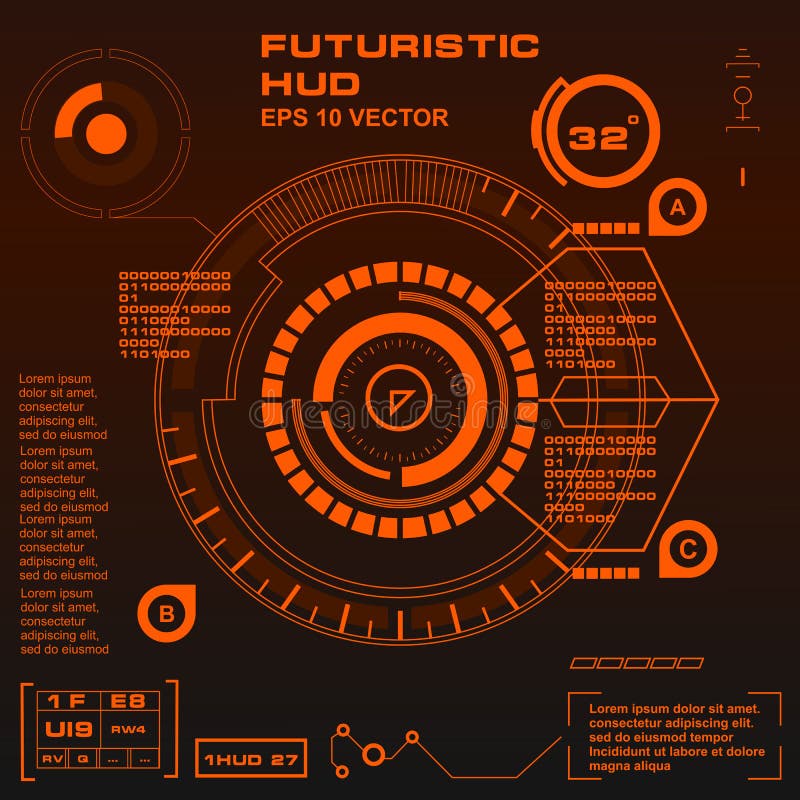 Futuristic Red Virtual Graphic Touch User Interface Stock Illustration ...