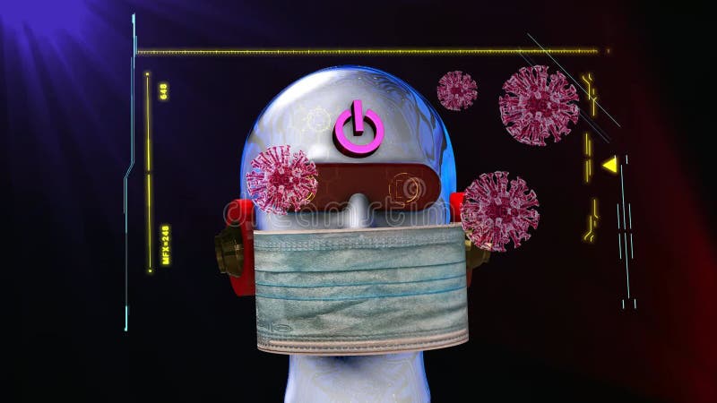 Futuristic Rendering of Android with Mask Scanning Covid Virus Stock ...