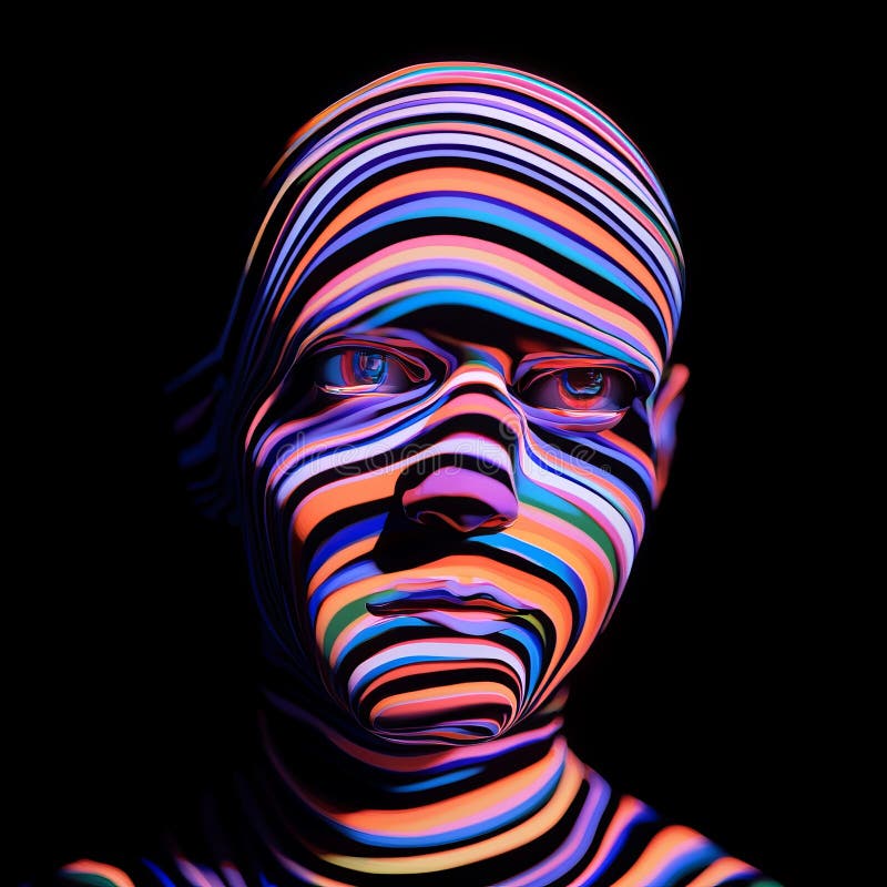 A Futuristic Rendering of a Human Face. Concept of a Stock. 3D Model ...