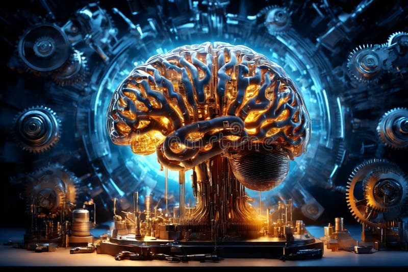 Mechanized Mind: Stylized Futuristic Brain in a Broad Technological ...