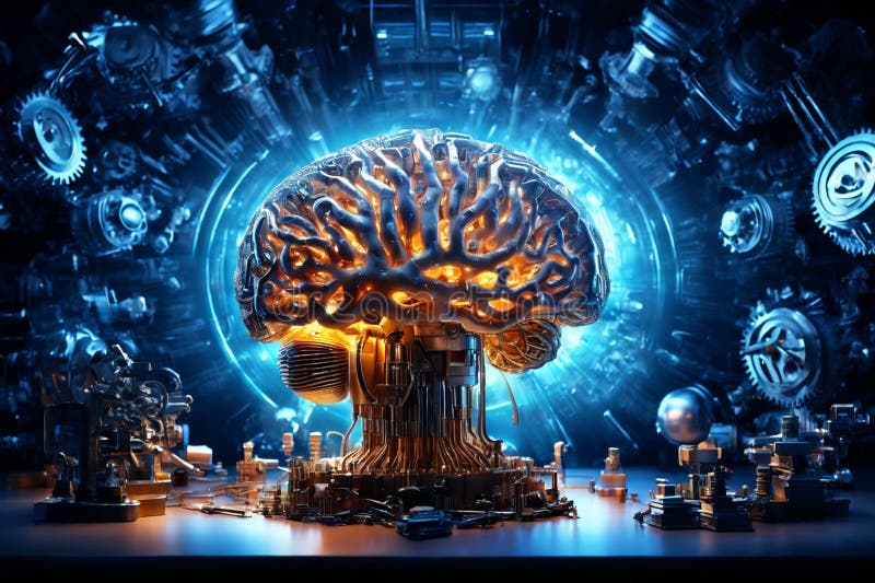 Mechanized Mind: Stylized Futuristic Brain in a Broad Technological ...