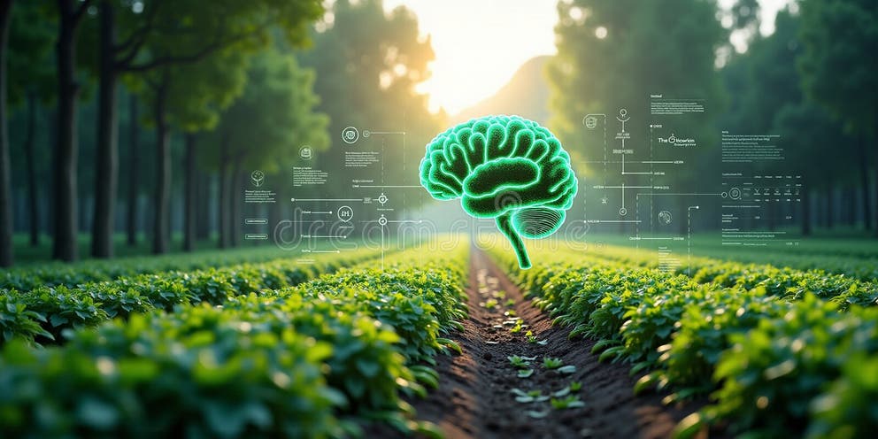 Green Biotechnology: AI Enhanced Agriculture Stock Illustration ...
