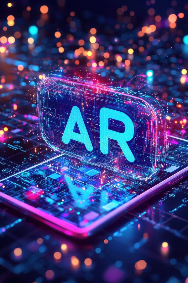 Futuristic Representation of AR Technology with Neon and Digital ...