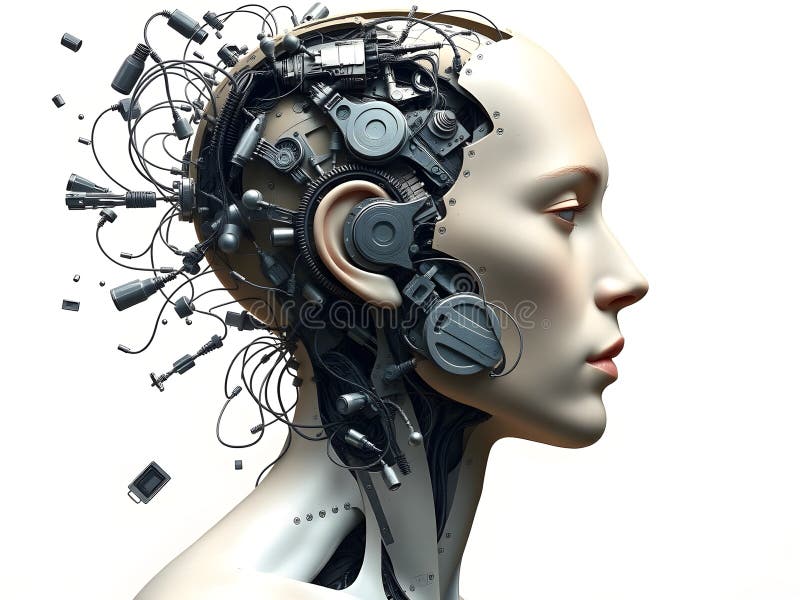 Artistic Depiction of Humanoid Disintegration into Mechanical Parts ...