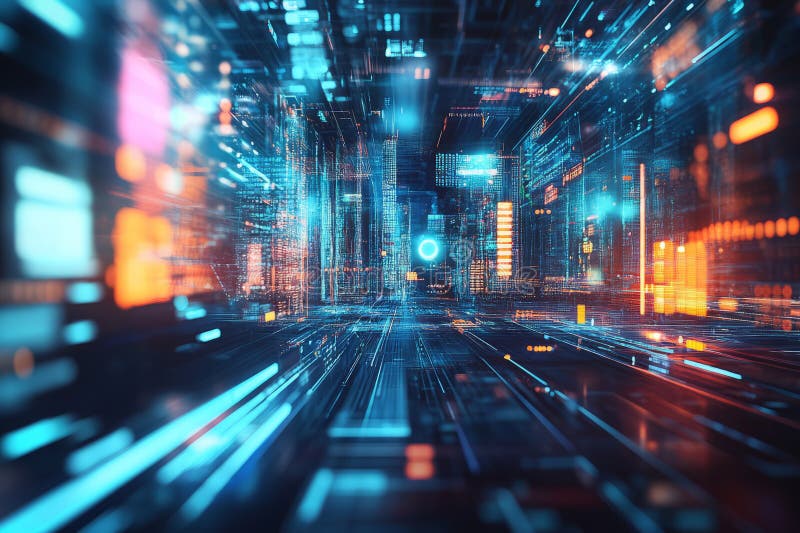 A Futuristic Representation of Augmented Reality, Featuring Glowing ...