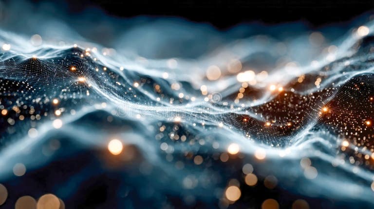 Futuristic Representation of a Digital Network with Glowing Particles ...