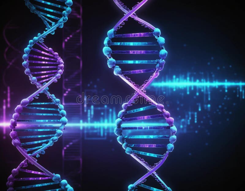 A Futuristic Representation of a DNA Double Helix Intertwined with ...