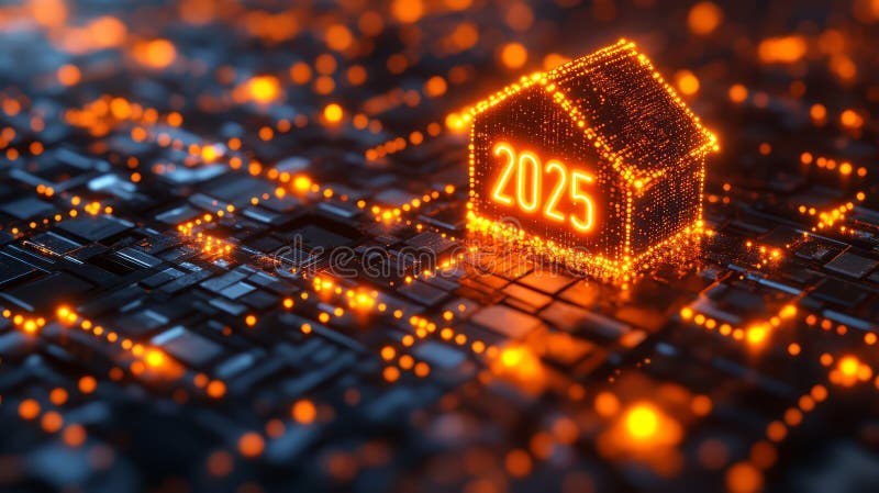 Futuristic Representation of a Glowing House with the Year 2025 on a ... Futuristic Representation of a Glowing House with the Year 2025 on a ...