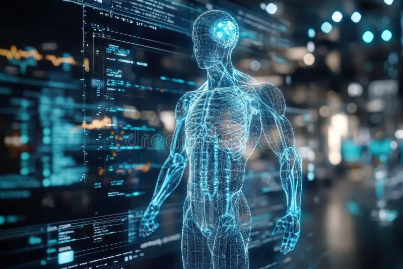 A Futuristic Representation of a Human Body with Digital Data Overlay ...
