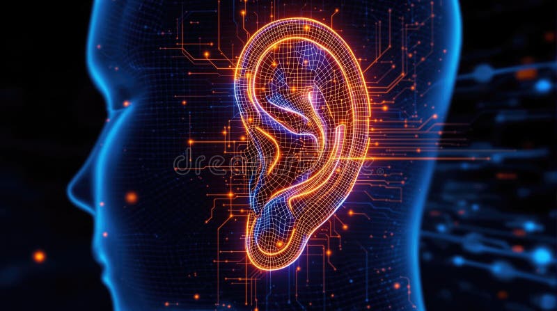 Futuristic Representation of a Human Ear with Digital Circuitry ...