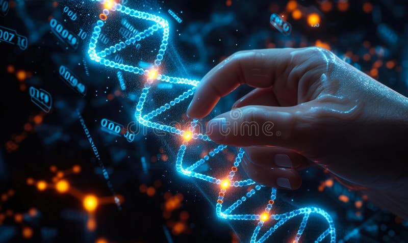 A Futuristic Representation of a Human Hand Interacting with a Glowing ...