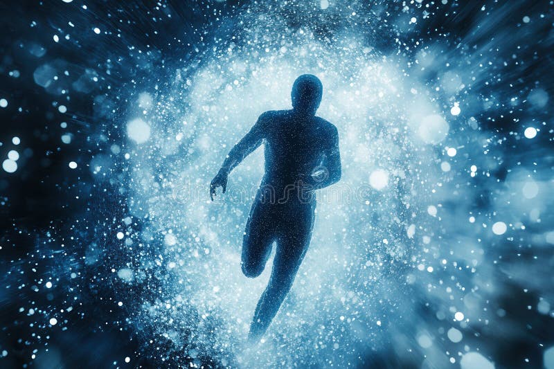 Futuristic Representation Human Silhouette Digital Particles ...