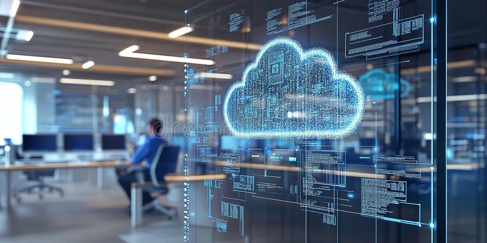 A Futuristic Representation of Interconnected Digital Clouds, Symbolizing Cloud Computing, Data ...