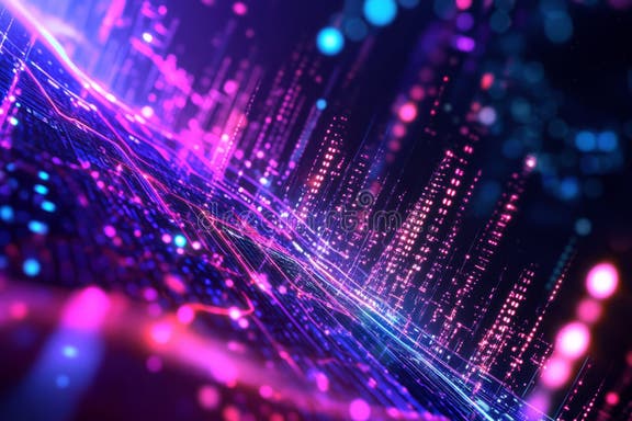 Futuristic Representation of Quantum Computing, with Glowing 3D ...