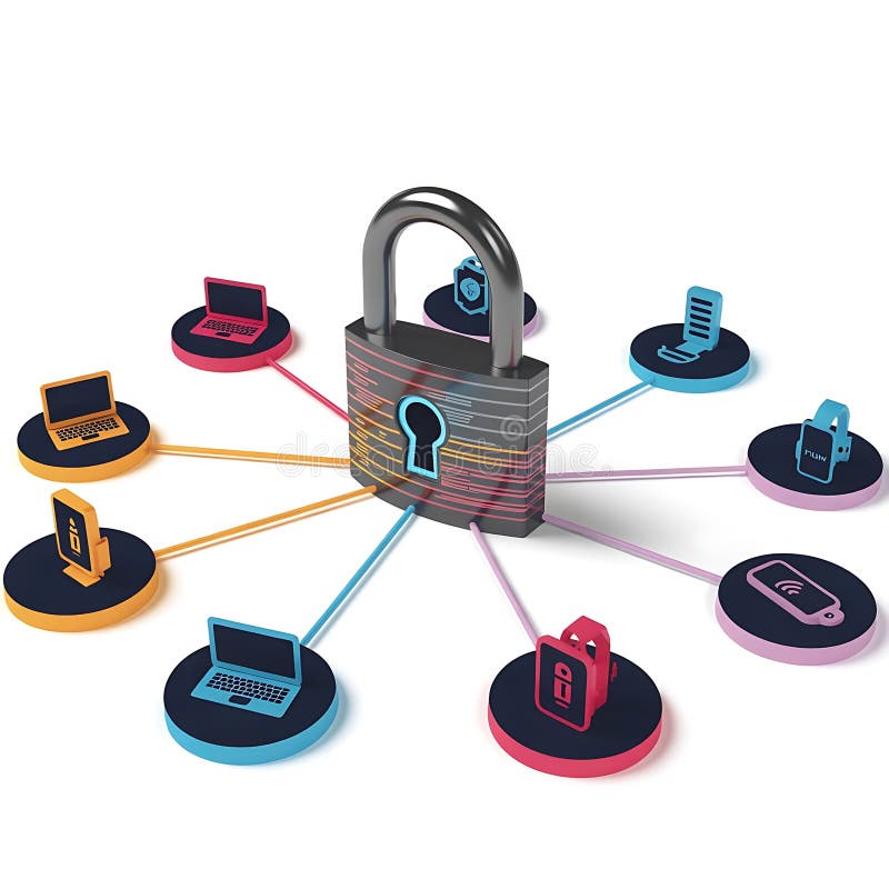 Cyber Safety for Modern Households Shown with Lock and Smart Appliance ...