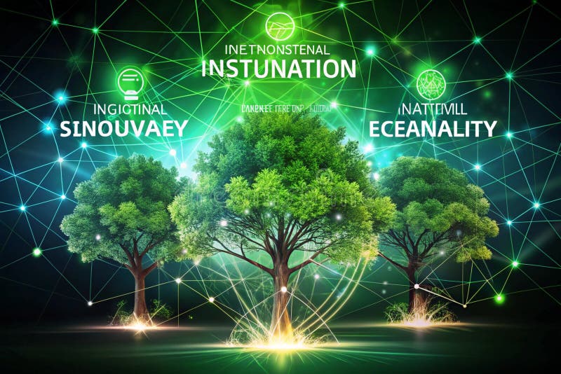 Futuristic Network of Interconnected Trees Stock Illustration ...
