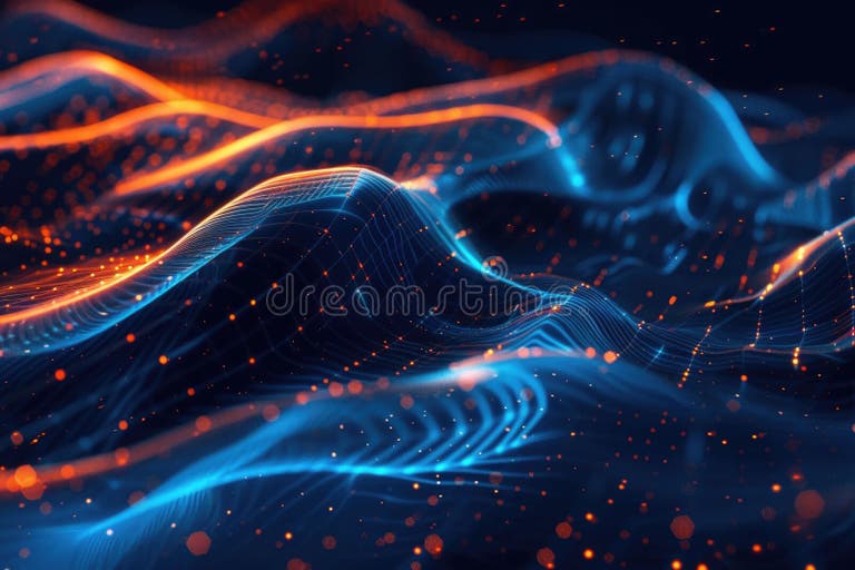 A Futuristic Representation of a Wave Made from Blue and Orange Light ...