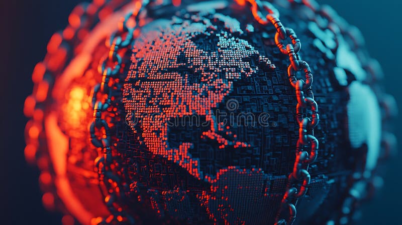 A Futuristic Representation of the World Bound by Chains Stock ...