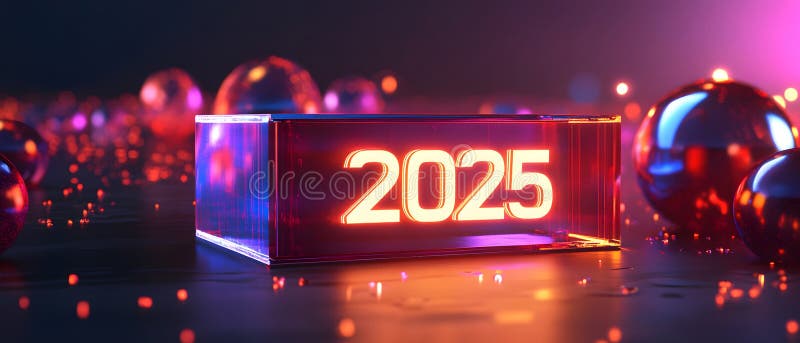 A Futuristic Representation of the Year 2025, Featuring Glowing Numbers ...