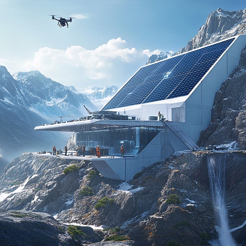 Futuristic Research Facility Under Construction in a Scenic Environment ...