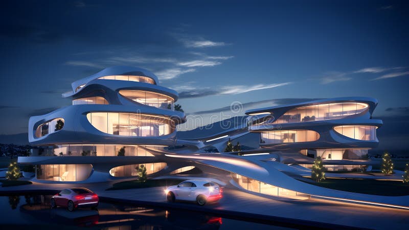 Futuristic Residential Complex with Avant-garde Design Stock ...
