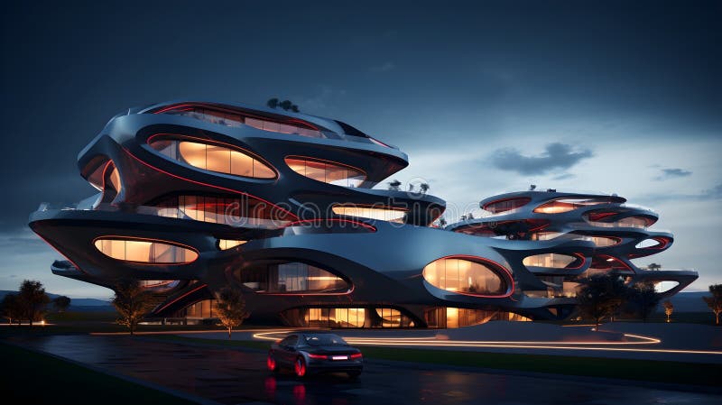 Futuristic Residential Complex with Avant-garde Design Stock ...