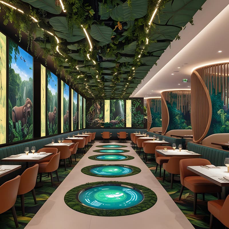 The Futuristic Restaurant Features a Rainforest-inspired Design Idea Illustration Stock Image ...
