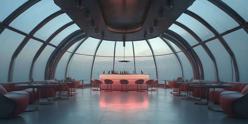 Futuristic Restaurant SciFi Diner Space Age Interior Design Stock ...