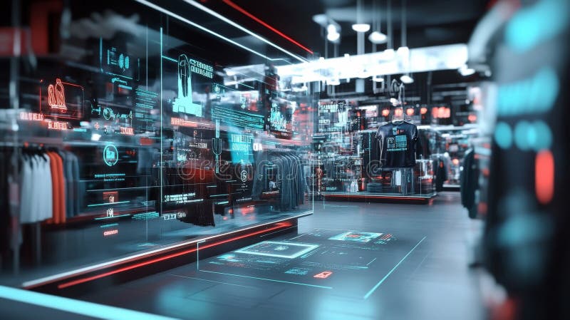 Futuristic Retail Store with Holographic Displays and Digital ...