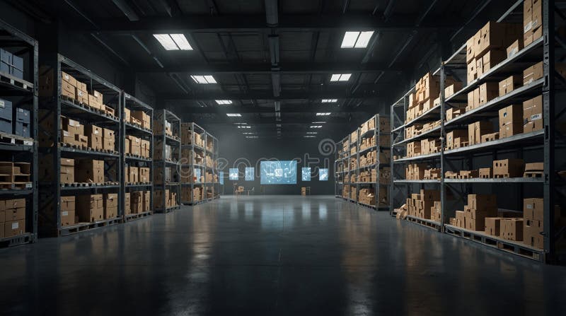 Futuristic Retail Warehouse. Smart Warehouse Management System Using ...