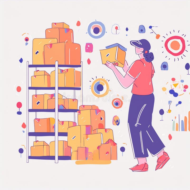 Futuristic Retail Worker Conducts Inventory Walk Amidst Digitalization ...