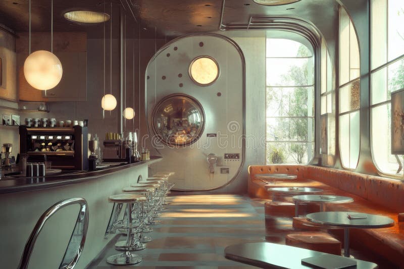 Retro Futuristic Living Room Stock Image - Image of eclectic, lounge ...