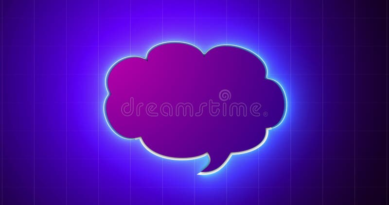 Futuristic Retro-colored Neon Glowing Cloud Icon Message Box Animation ...