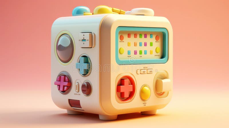 Futuristic Retro Gaming Cube Console. Future Technology Concept ...