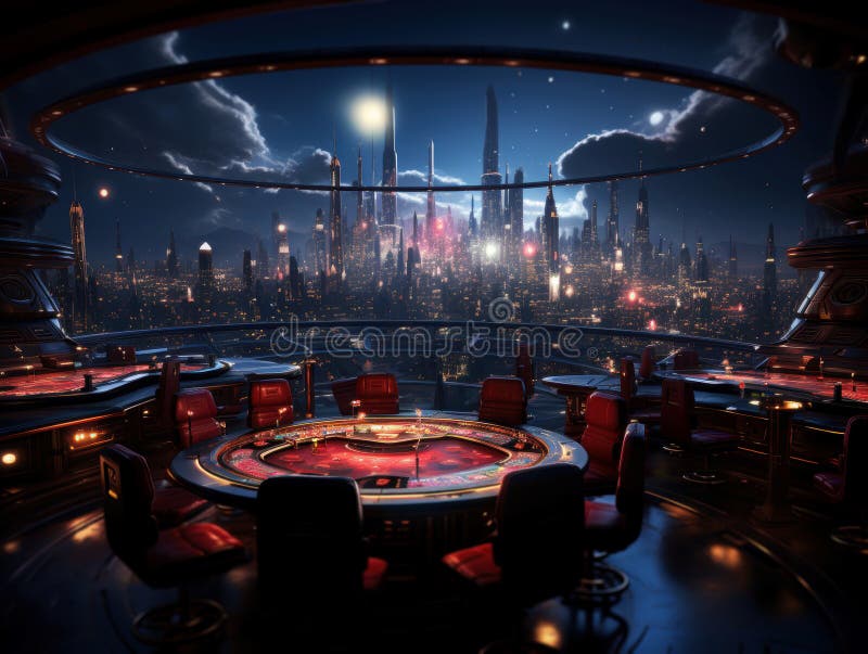 A Futuristic, Retro-futuristic Interior of a Spacecraftcommand Center ...